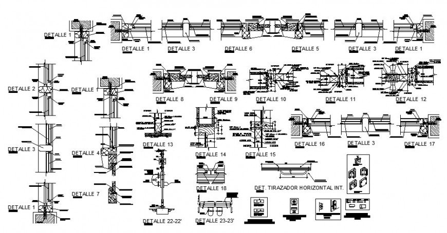 Doors and windows installation details with carpentry cad drawing ...