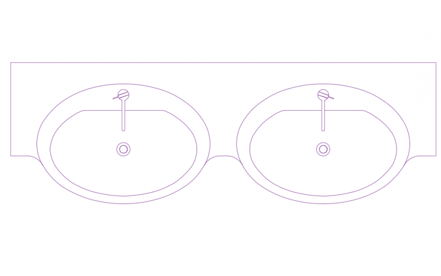 Double Wash Basin Block detail in DWG file