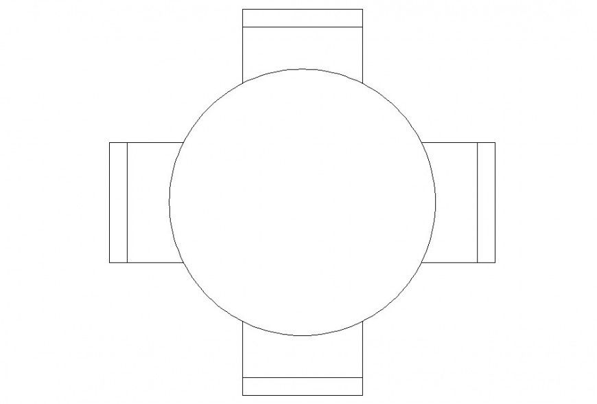 4-Seater Round Dining Table Block | AutoCAD DWG