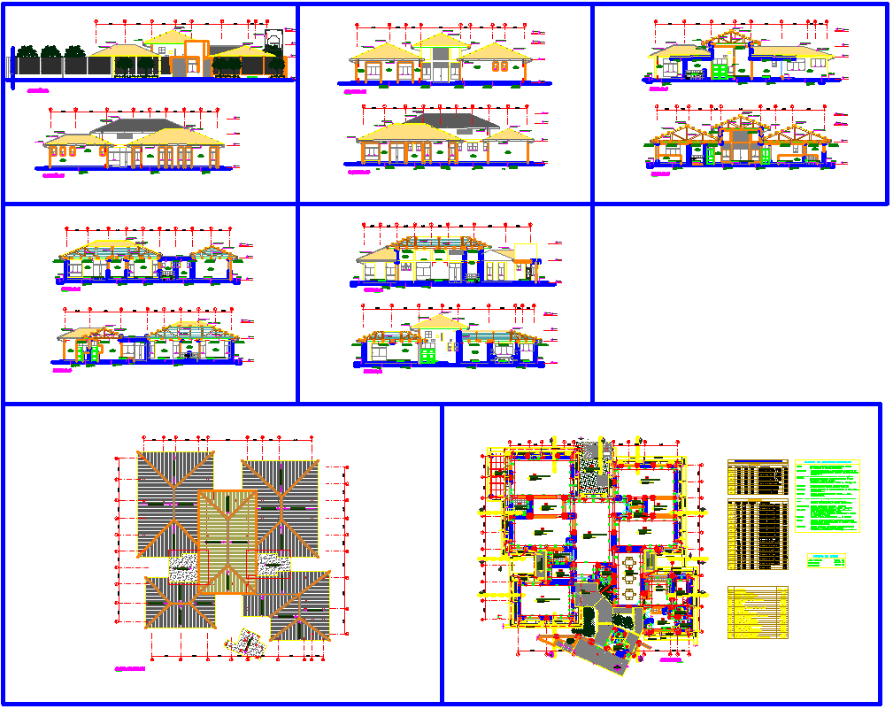 Comprehensive Care Center CAD Plan with Elevations and Layouts