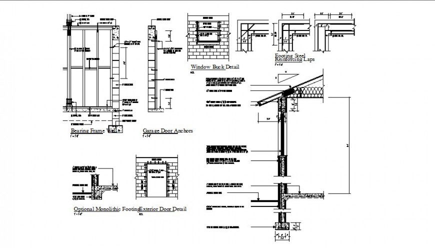 Facade Constructive Section And Structure Details Of Building Dwg File