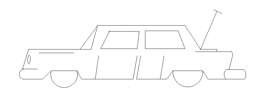 Family car side elevation block cad drawing details dwg file