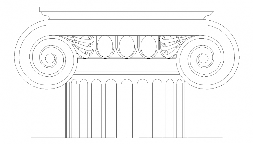 Front view of roman art pillar design dwg file
