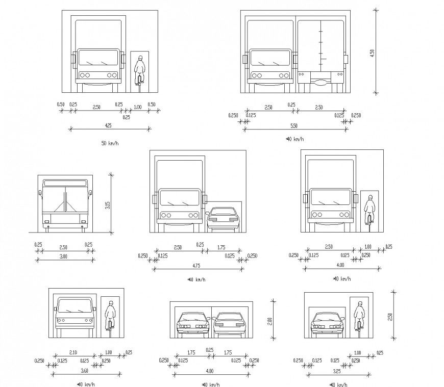 Front view transportation vehicle dwg file