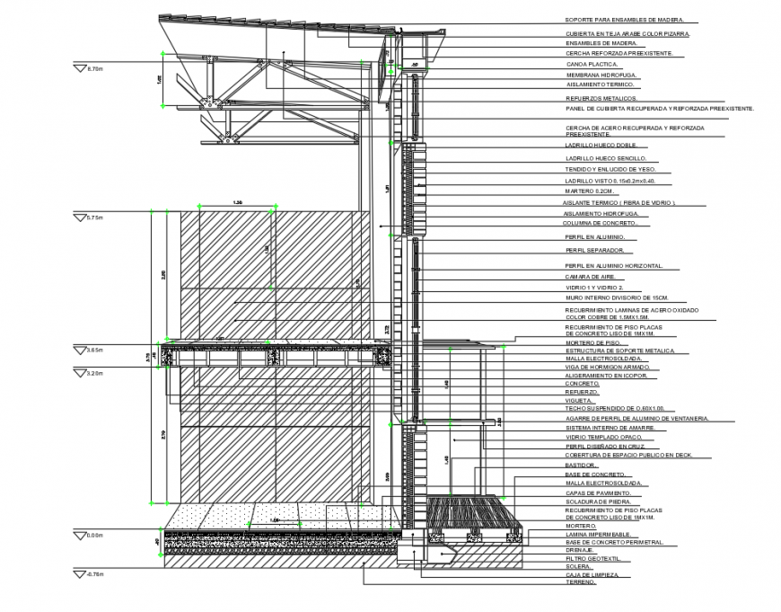 House Facade Sectional Constructive Dwg File