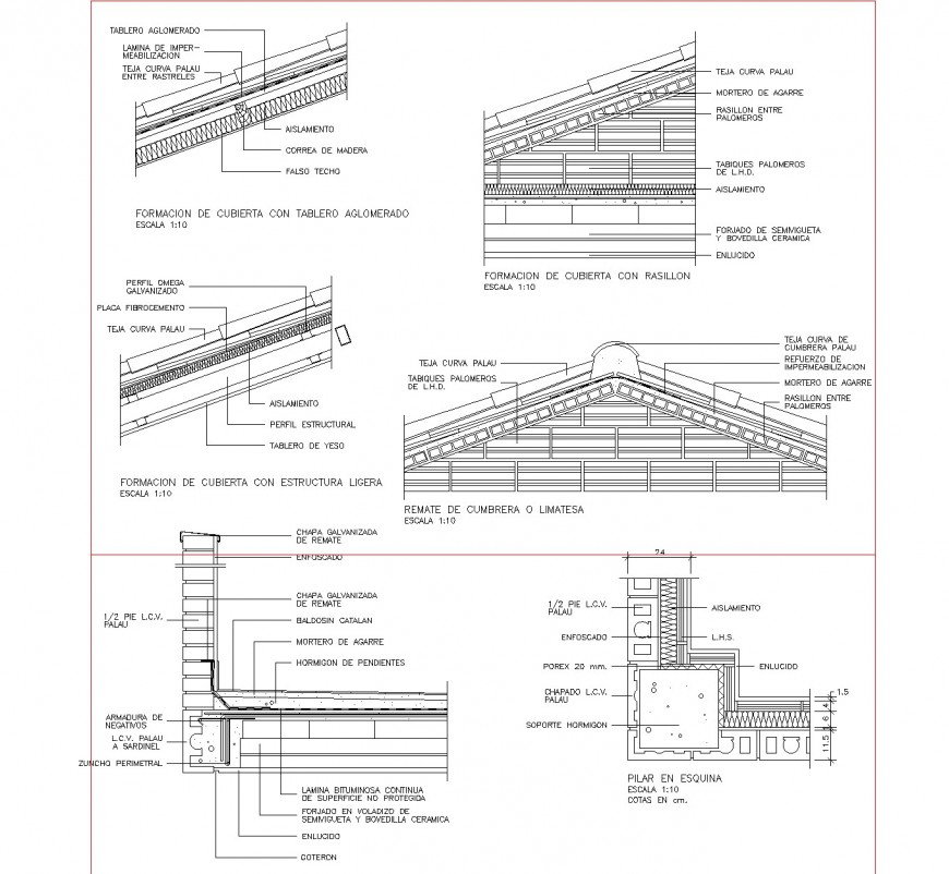 King post section plan detail dwg file