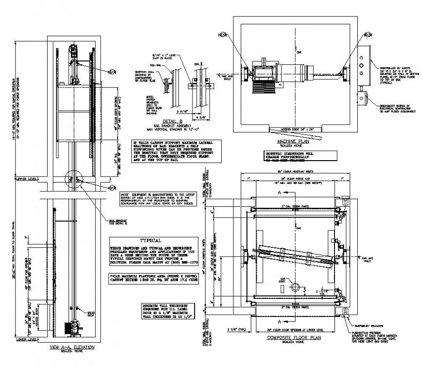 Machine Structure Detail Plan And Section 2d View Cad Block Layout Autocad File