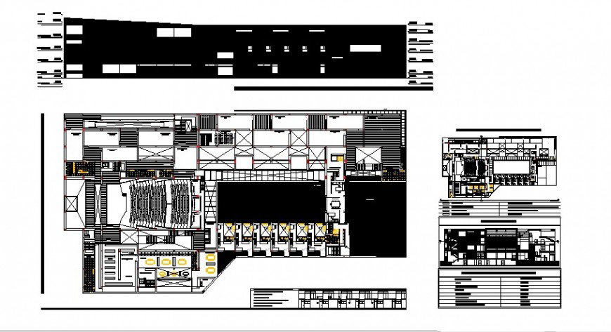 Main elevation, section, distribution plan and auto-cad details of ...
