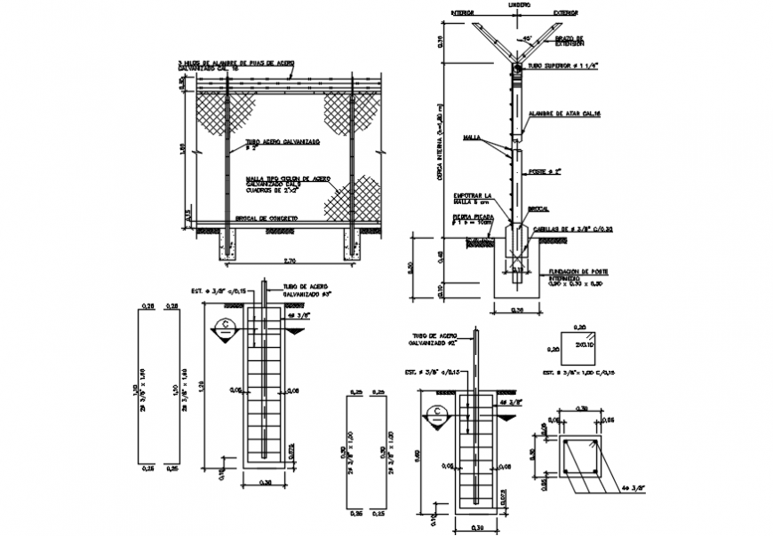 Mesh Fence Cyclone Type Section Construction And Installation Details Dwg File