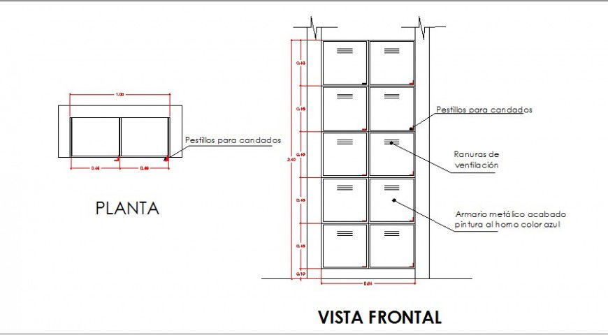 Metallic Structure Lockers Elevation Section And Plan Details Dwg File