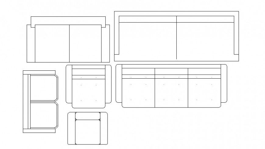 2D Sofa Elevation Blocks in DWG for Interior Planning