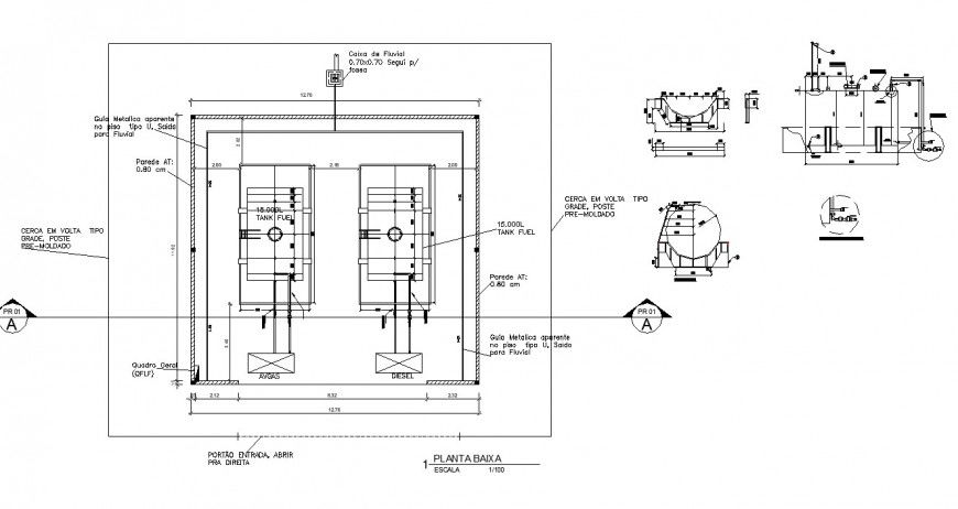 Petrol pump fuel tank detail CAD block layout file in dwg format