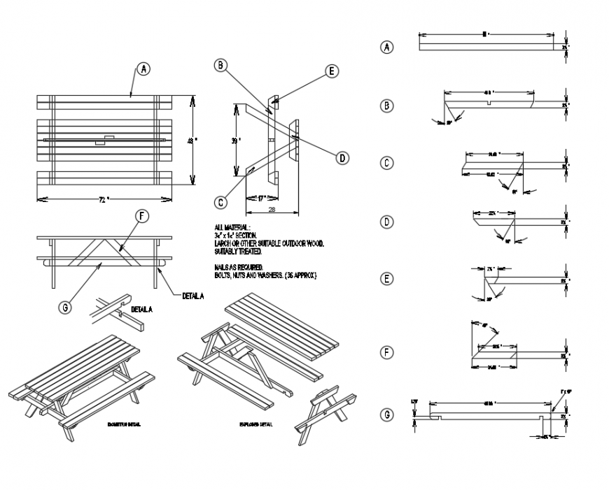 garden bench plan view