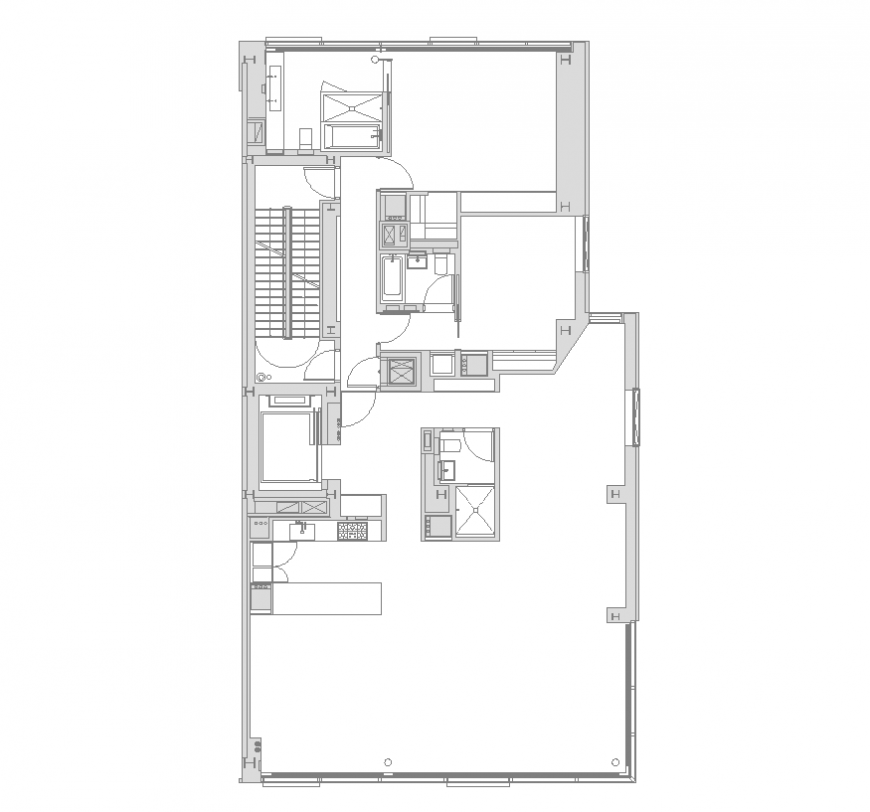 Residential Housing Building Structure Detail 2d View Layout Autocad File