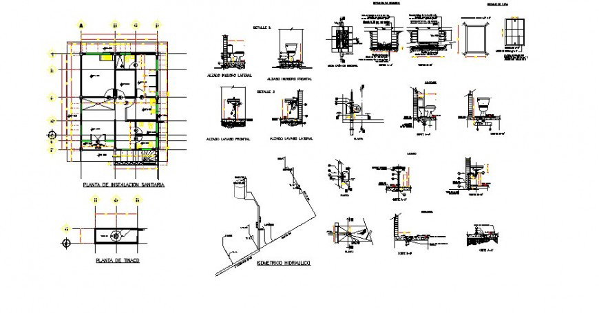 Sanitary plan, installation and hydraulic system details of hospital ...