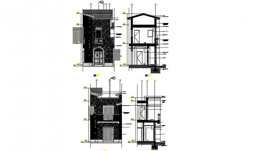 Sectional detail of a house, side view detail dwg file