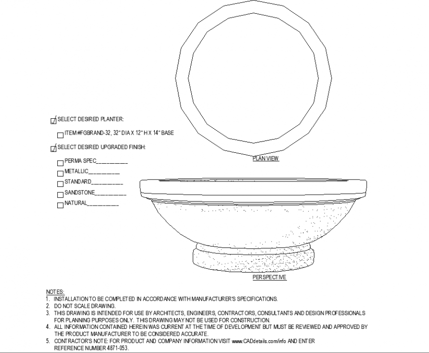 The layered pot plan with detail dwg file.