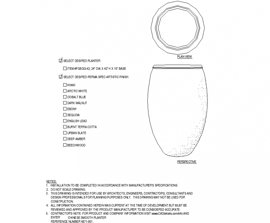 The long pot plan detail dwg file.
