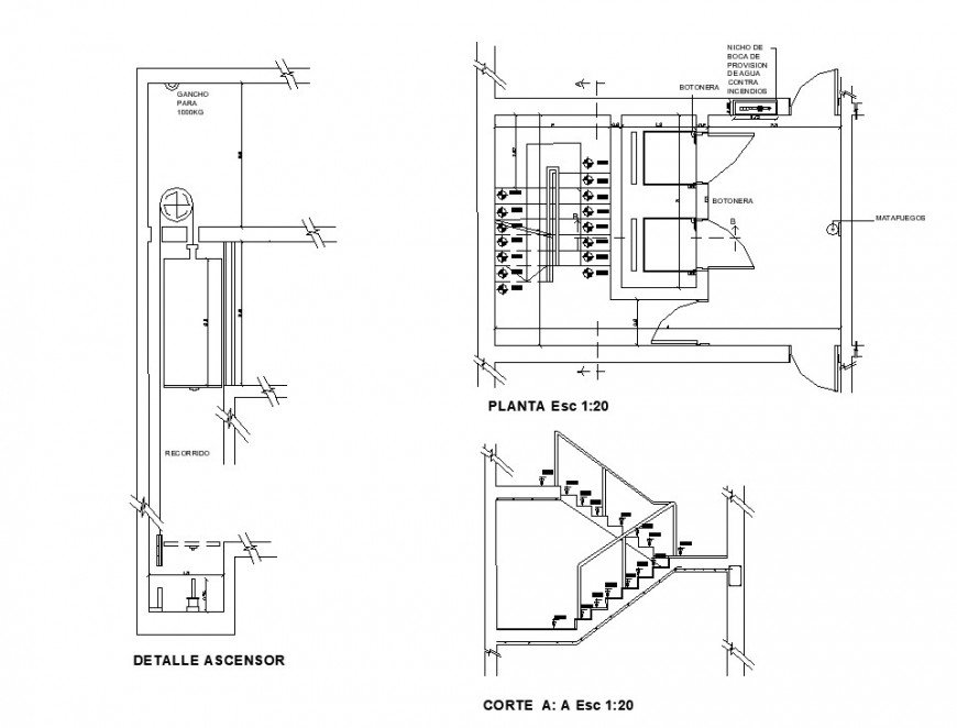 Two story house staircase section and construction drawing details dwg file