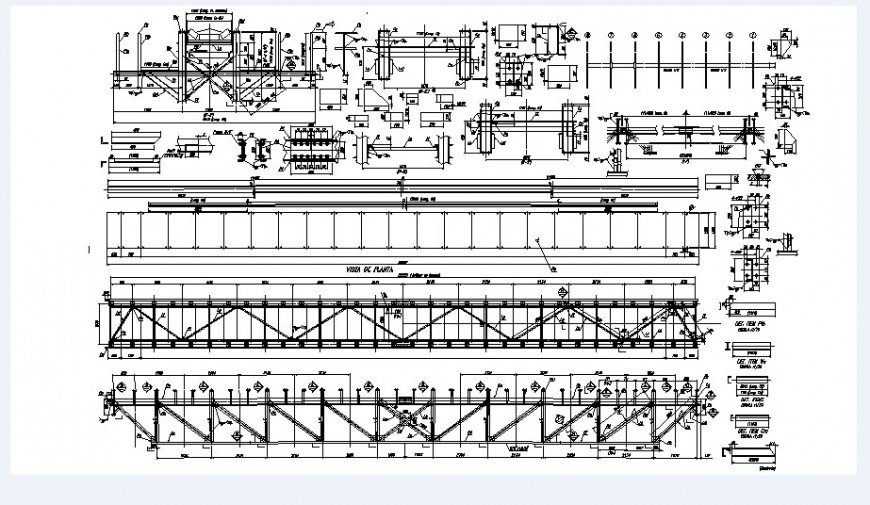 Vehicular bridge elevation, section and constructive structure drawing ...