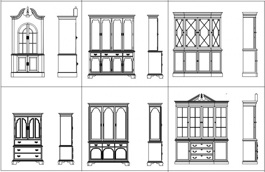 Wooden cupboard autocad file