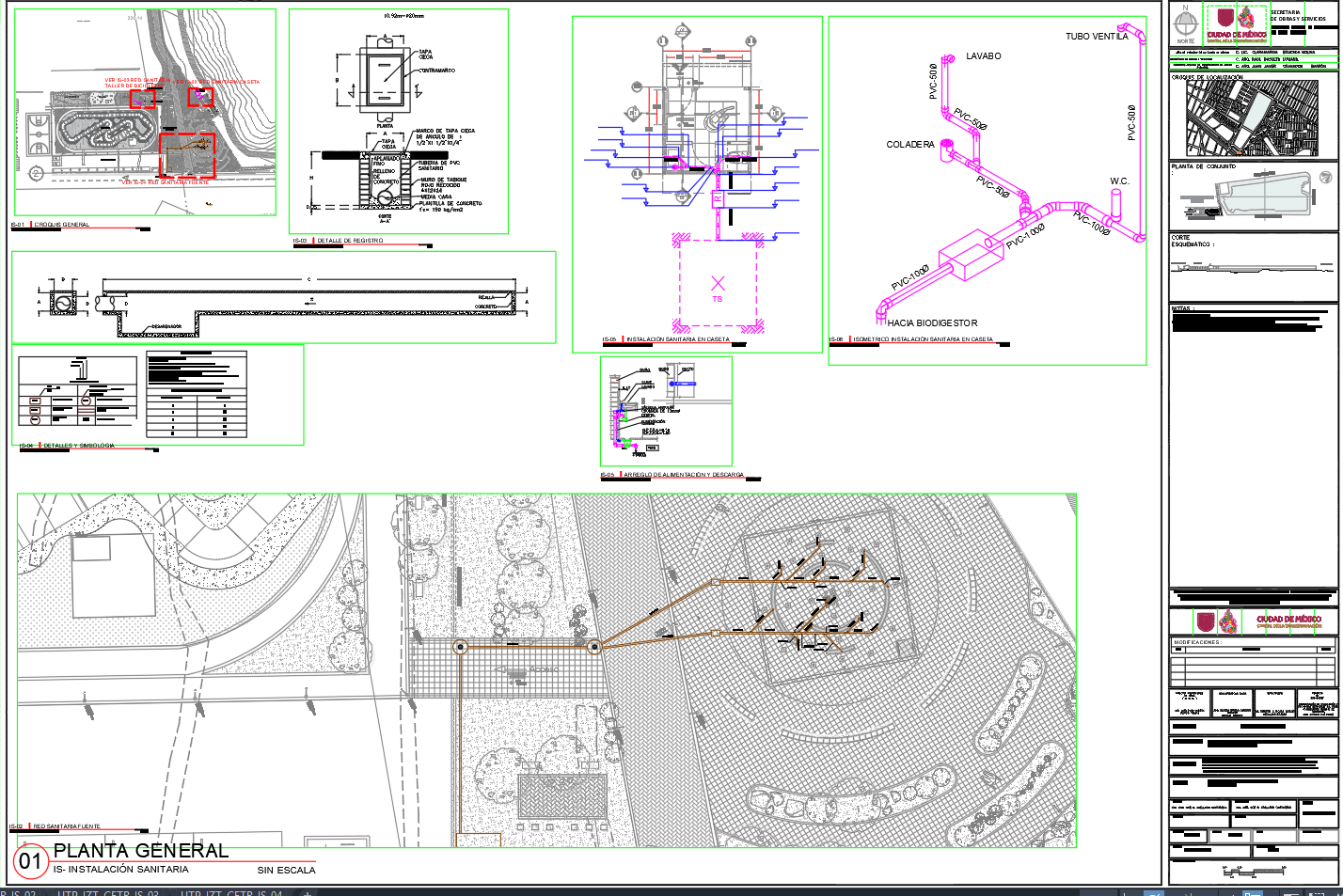 Sanitary installation and drainage CAD files plumbing DWG