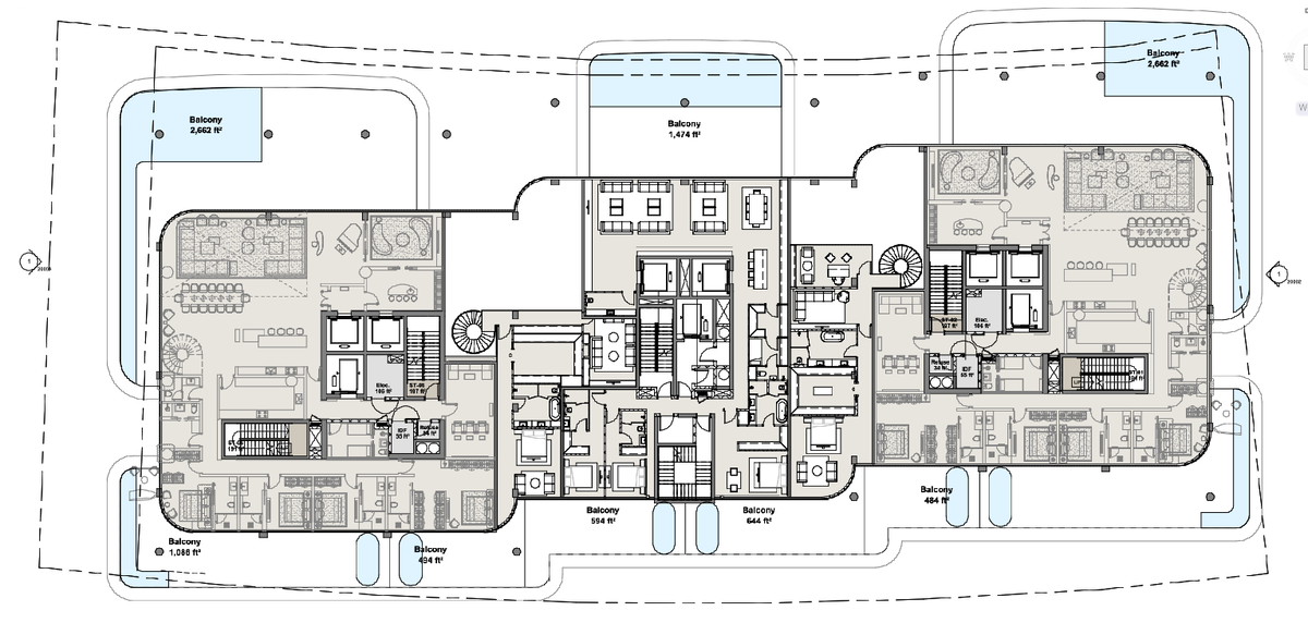 Level 11 Floor Plan With Balcony Measurements And Core