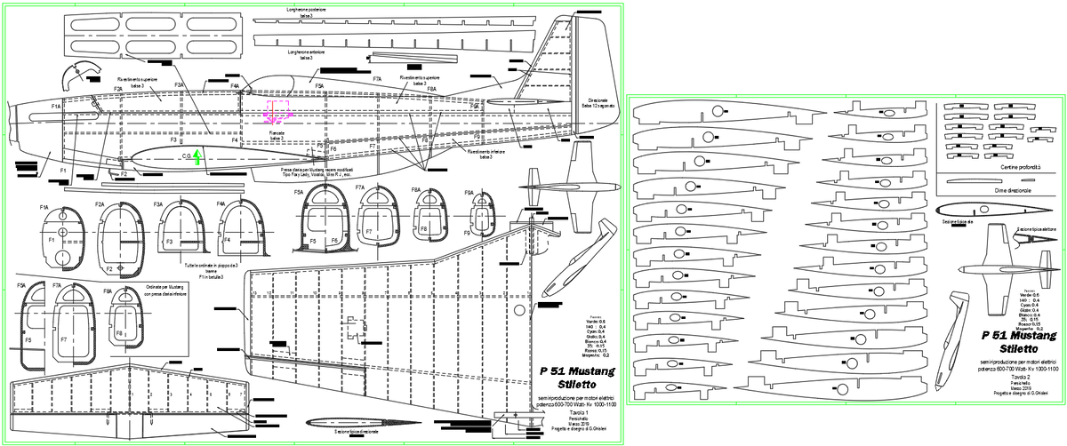 Mustang Aircraft Model Layout with Wing and Fuselage Section