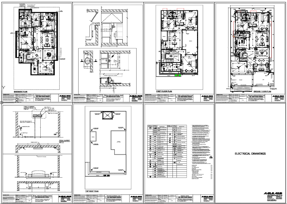 Residential Basement And First Floor House Plan With Roof Layout
