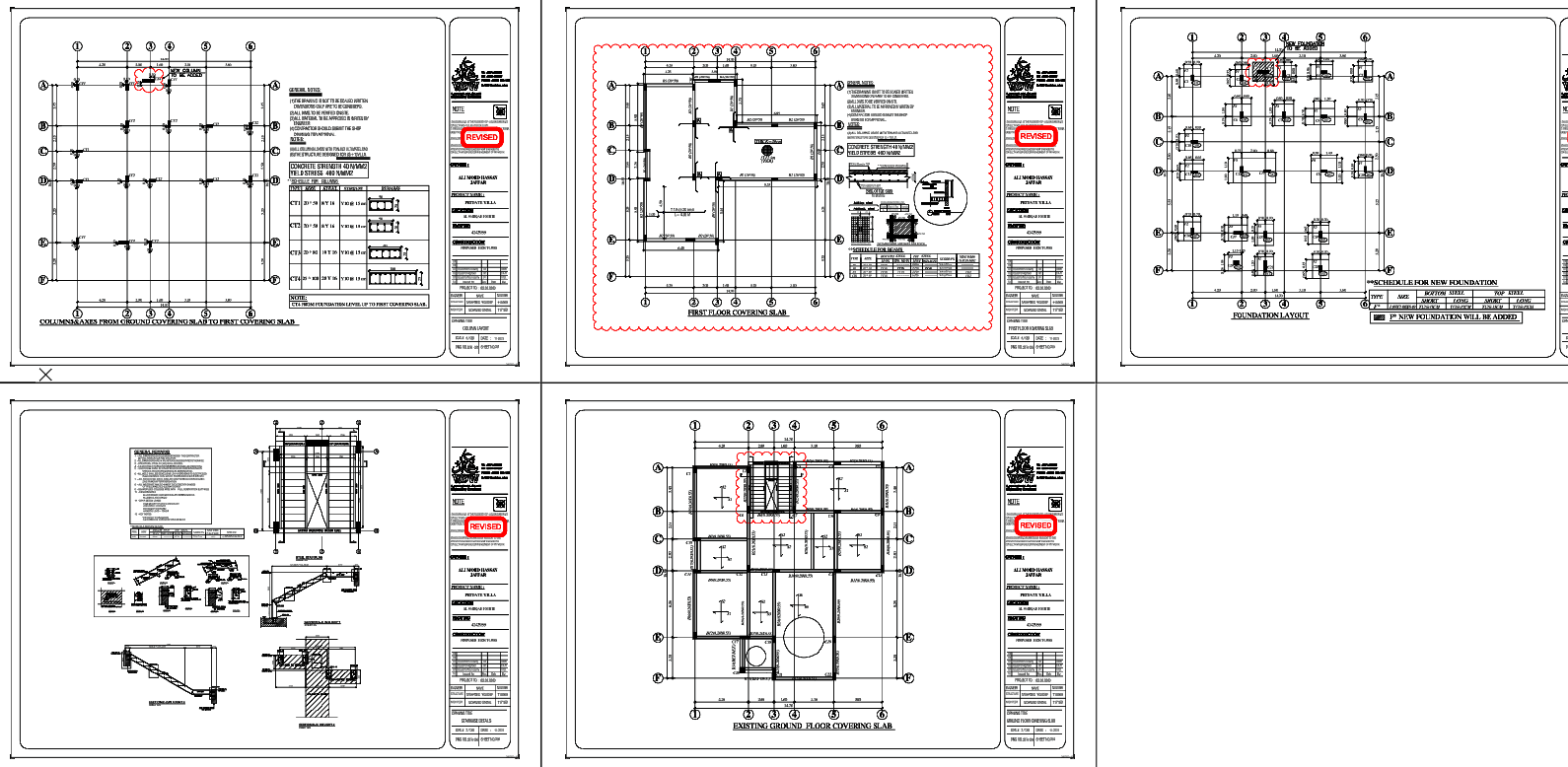 Villa Column Grid and Foundation Structural CAD Plan