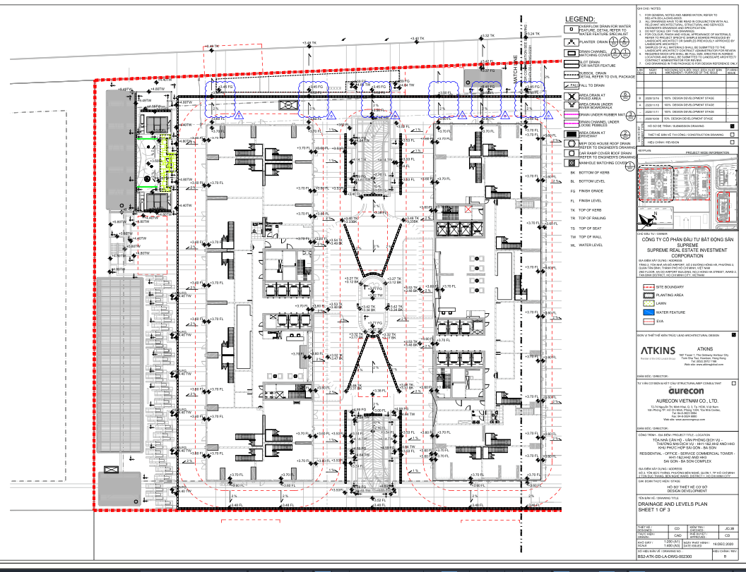 Drainage Plan CAD Drawing for Residential Tower 1:200