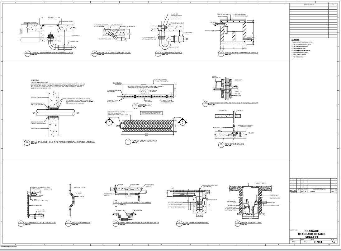 Drainage Standard Details DWG with Trench and Soakaway