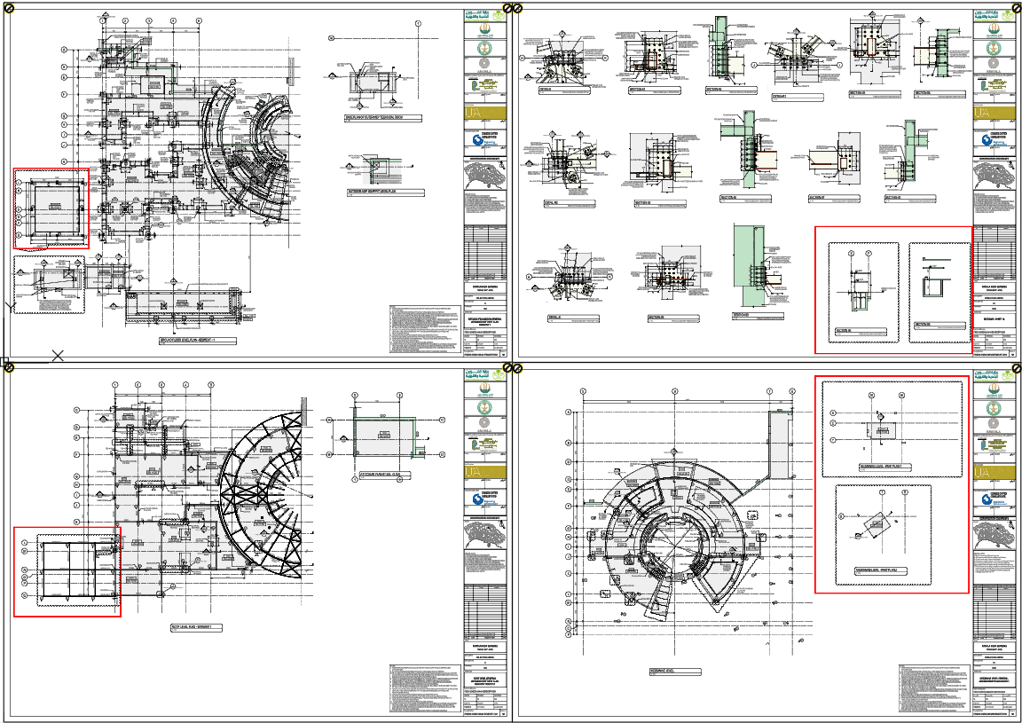 Detailed Structural Floor Layout with Section Views