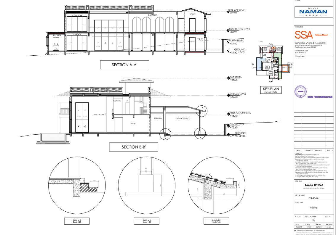 Residential House Section CAD Levels 75.30m to 85.25m