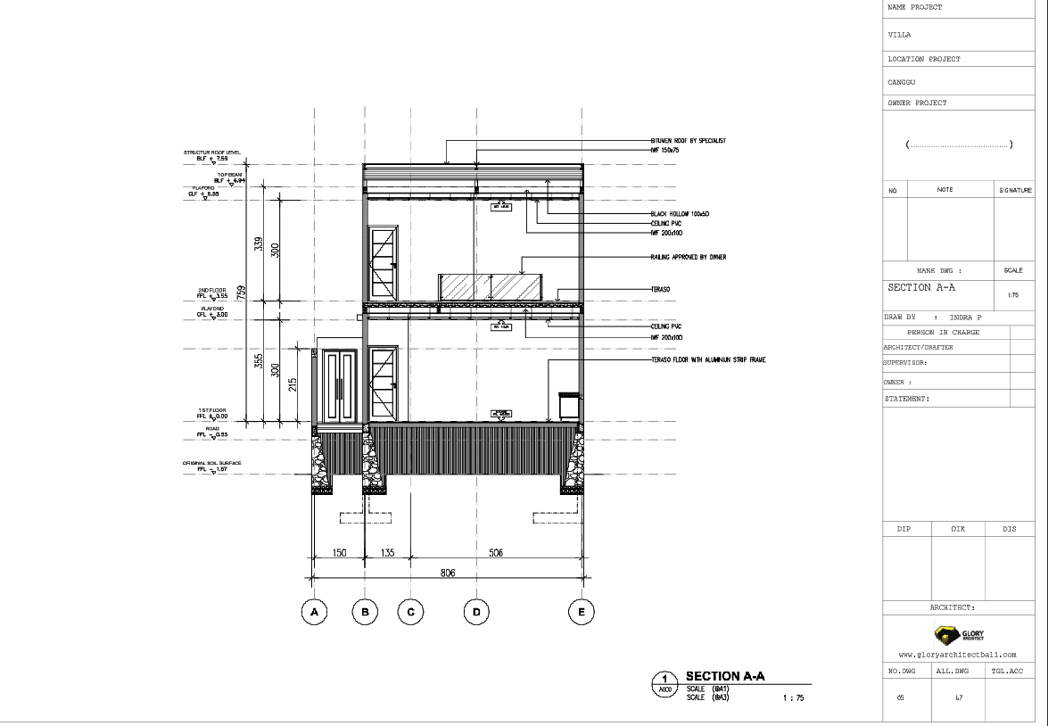 Villa Section A A AutoCAD Drawing Scale 1 75 Detail