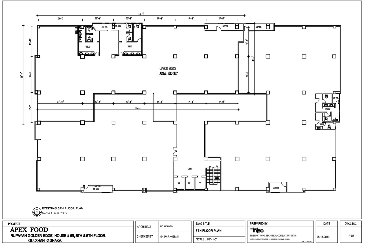 Existing 6th Floor Plan DWG Office Layout plans files