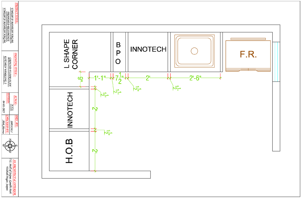 L Shape Kitchen Working Plan DWG CAD Drawing downloads