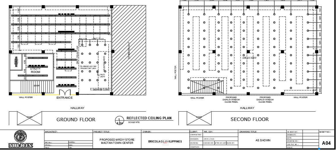 Showroom Mall Reflected Ceiling Plan AutoCAD DWG Drawing