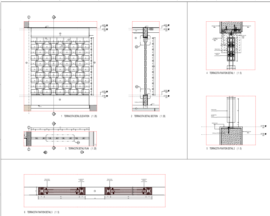 Terracotta Facade Fixation Detail AutoCAD DWG Drawing