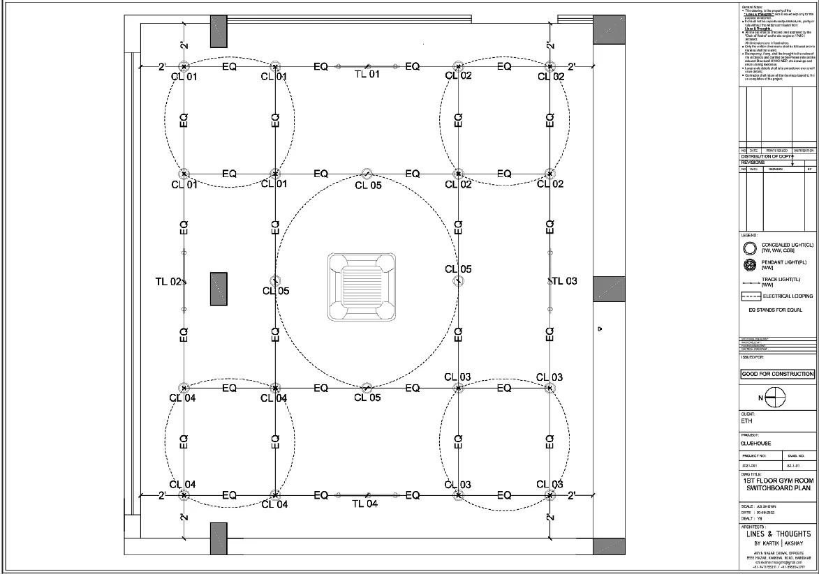 Gym Electrical Layout 2ft Lighting DWG Switchboard Plan