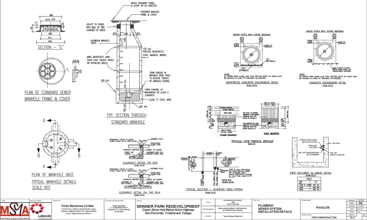 Plumbing Sewer System Manhole Pipe Detail DWG Plan