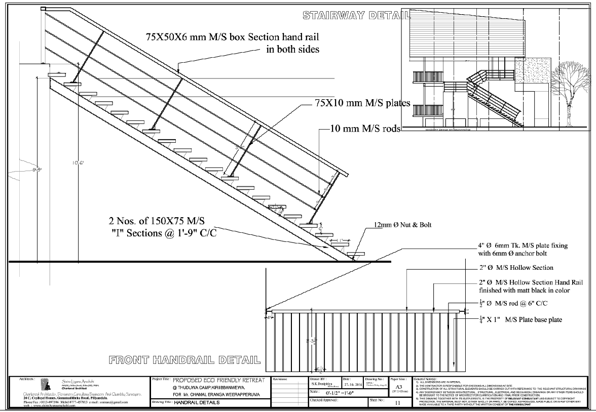 Steel Staircase Handrail Details CAD Drawing files